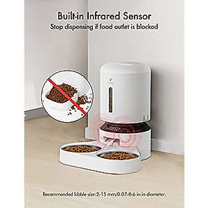 PETLIBRO Automatic Cat Feeder for Two Cats, 5L Dry Food Dispenser with Splitter and Two Stainless Bowls, 10s Meal Call and Timer Setting, 50 Portions 6 Meals Per Day for Cat and Dog