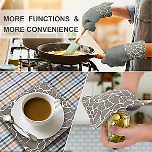 Extra Long Professional Silicone Oven Mitt, Oven Mitts with Quilted Liner, Heat Resistant Pot Holders, Flexible Oven Gloves 500F