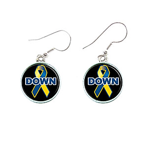 Down Syndrome Awareness Ribbon Silver Wire Hook Earrings Jewelry Gift Fundraiser
