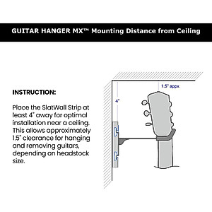 DLDIRECT Multiple Guitar Wall Mount with 6 Guitar Holder Locking System, 48-Inch Black Wall Hanger for Guitars and Ukuleles