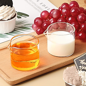 4 Pcs Small Glass Creamer Pitcher Milk Creamer Pitcher Mini Glass Pitcher Transparent Coffee Pitcher Glass Tea Milk Pourer Glass Pitcher Mini Pitcher Frothing Pitcher for Coffee (No Handle Style,4 oz)