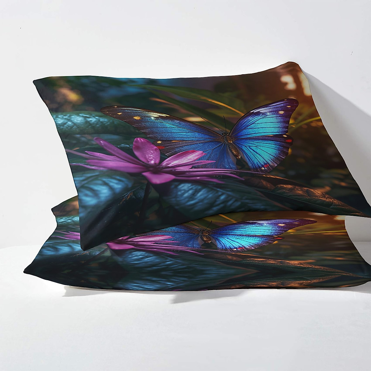 Butterfly Sheets Full Size, Butterflies Flower Bed Sheets, Patterned Bedding Sheets & Pillowcases 4 Piece Set - Soft Microfiber Deep Pocket Fitted Sheet & Flat Sheet & 2 Pillow Cases K1-&-47