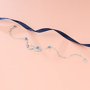 Nieboa Bracelet for Women,925 Sterling SilverI Infinity Heart Charm Bracelet,Gift for Women Mother… (Blue Heart)