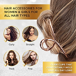 HOYDEPUNKT Hair Clips, Large Hair Clips, Banana Hair Clip Strong Hold Hair Claw Clip, Girls Hair Clips Hair Accessories for Women and Hair Clips Women Metal Hair grips, 2Pcs (Rose Gold, Pewter)