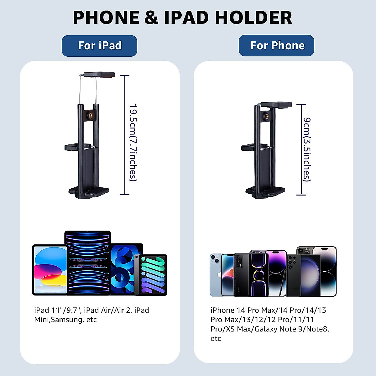 Lusweimi 72-Inch Tripod for ipad iPhone, Camera Tripod for Phone with 2 in 1 Tripod Mount Holder for Cell Phone/Tablet/Webcam/Gopro, Tripod with Carry Bag and Wireless Remote for Photography/Video