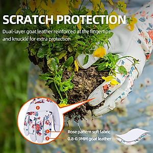 Vgo... 1-Pair Natural Genuine Goatskin Leather Gardening Gloves, Long Cuff Protection, High Dexterity Grip Gloves (Size S, White, GA9658-W)