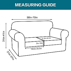 Turquoize 3 Piece Sofa Covers for 2 Cushion Couch Sofa Slipcover Soft Couch Cover for Dogs-Washable Sofa Furniture Covers with 2 Individual Cushion Covers, Thick Jacquard Fabric (Loveseat, Sand)