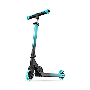 Jetson Scooters - Juno Kick Scooter (Blue) - Collapsible Portable Kids Push Scooter - Lightweight Folding Design with High Visibility RGB Light Up LEDs on Stem and Wheels