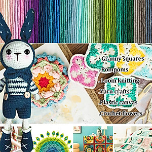 Wensdr 15 Acrylic Yarn Skeins 15 Colors x50g Colorful DIY Craft Cotton Threads and Craft Eyes,Crochet Hook Set 1640 Yards