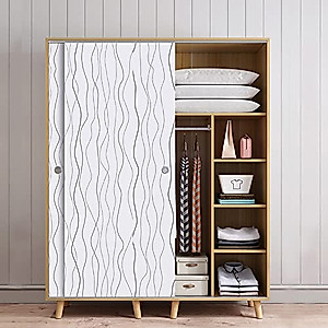 236.2"x17.7" White Peel and Stick Wallpaper Silver Modern Embossed Stripe Contact Paper Self Adhesive Removable Wave Wallpaper Perfectly Covers The Surface Not See Through Wall Covering Film1 …