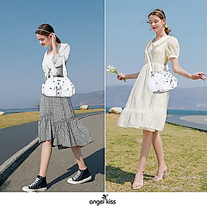 Angel Kiss Hobo Crossbody Purses for Women Shoulder Bag Multipocket Soft Hobo Purses Removable Strap Leather Handbags