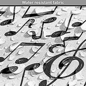 Ambesonne Music Fabric by The Yard, Sketchy Musical Notes and Melody Entertainment Fine Arts Theme Pattern, Decorative Fabric for Upholstery and Home Accents, 1 Yard, White Black