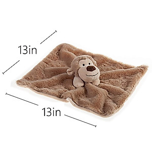 Apricot Lamb Stuffed Animals Monkey Security Blanket Infant Nursery Character Blanket Luxury Snuggler Plush Baby Lovey(Monkey, 13 Inches)