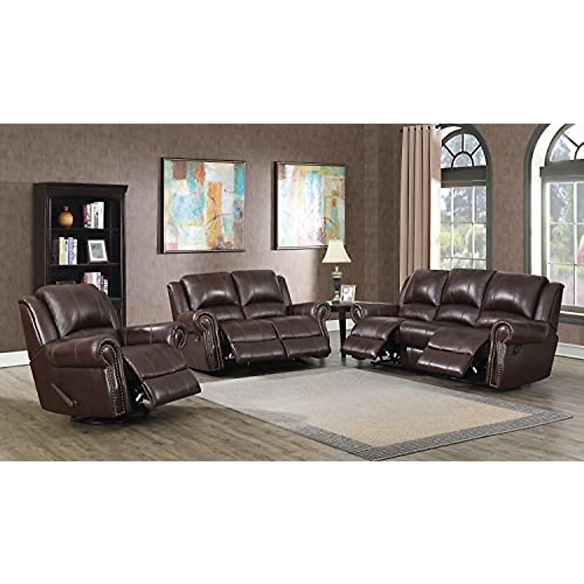 Coaster Furniture Sir Rawlinson Glider Loveseat with Nailhead Studs Dark Brown 650162