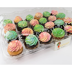 Katgely 24 Pack Cupcake Boxes - Set of 4- Plastic Cupcake Containers