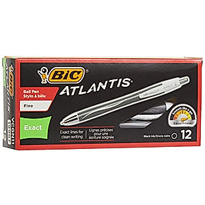 BIC Glide Exact Ballpoint Pen, Retractable, Fine 0.7 Mm, Black Ink, Black Barrel, Dozen