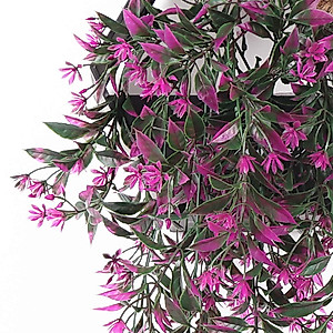 Artificial Hanging Ivy, PASYOU Vine Plastic Plants Grass Leaves Foliage Vines, UV Resistant Greenery Fake Flowers for Home Indoor Outdoor Garden Door Wall Wedding Party DIY Decoration - Fuchsia 4 Pack