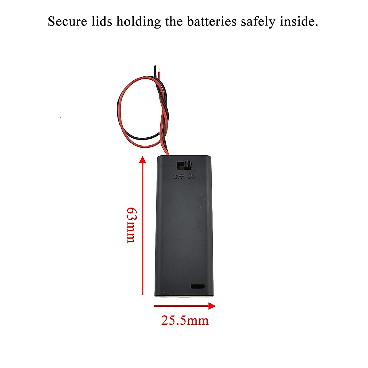 HAHIYO 3V AAA Battery Holder Bundle with Wire Sturdy Cover Flexible Springs Contact Build-in Switch Batteries Black Case Easy Install 8 Pieces for Wall Clocks Ham Radio Kids Toys, 2AAA-8Pieces