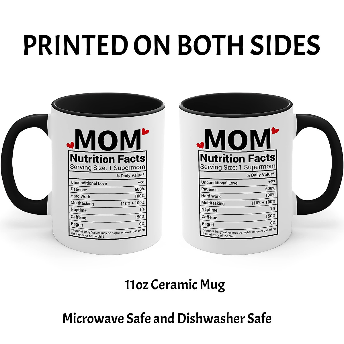 2IMT Mom Nutrition Facts Mug - Best Mom Mug Funny Mugs For Mom - Mother's Day Coffee Mug For Mom from Son - Cool Mom Mug Nutrition Facts Mug for Mom Mothers Coffee Mug - Black Accent Mug 11oz