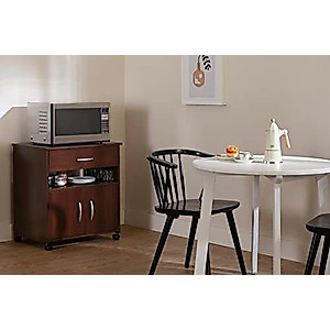 South Shore Axess Microwave Cart on Wheels, Royal Cherry
