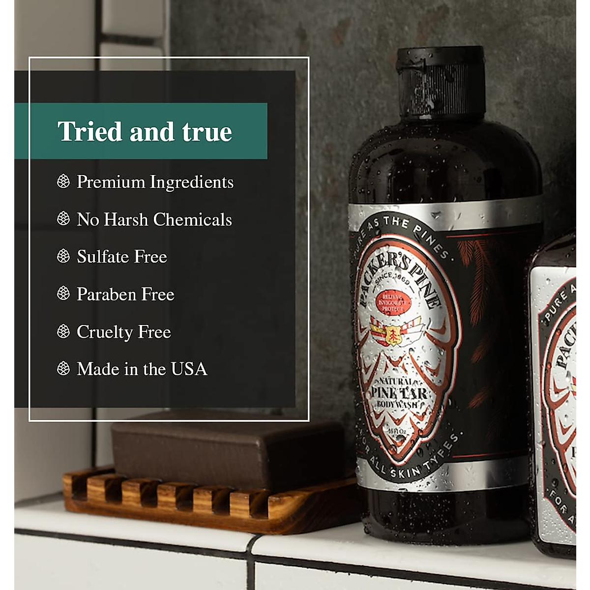 Packer's Pine Tar Body Wash | Soothing Mens Shower Gel For Psoriasis Relief | Made With Natural Pine Tar and Pine Oils | Paraben & Sulfate-Free, 16 fl oz