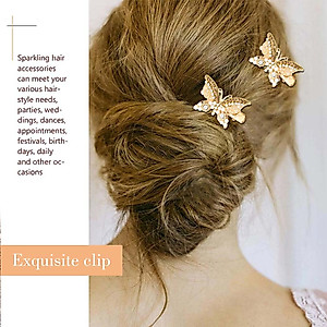 Bartosi Rhinestone Butterfly Hair Accessories Gold Crystal Decorative Alligator Hair Clips Pearl Pins (Pack of 2)