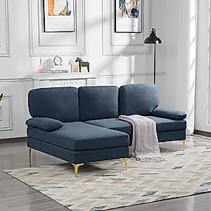 ATY 80" L Shape Sectional Sofa with Chaise, Modern 3-Seater Corner Couch for Small Space, Easy Assemble, Navy Blue