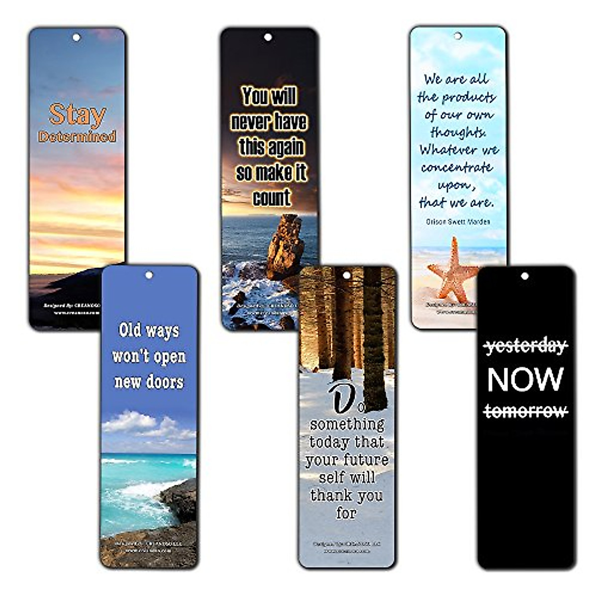 Creanoso Inspirational Quotes Bookmarks Cards (60-Pack) - Wisdom Sayings - Encouragement Stocking Stuffers Gifts for Men Women Adults Teens Kids Entrepreneur Seminar Bookmarker Pack