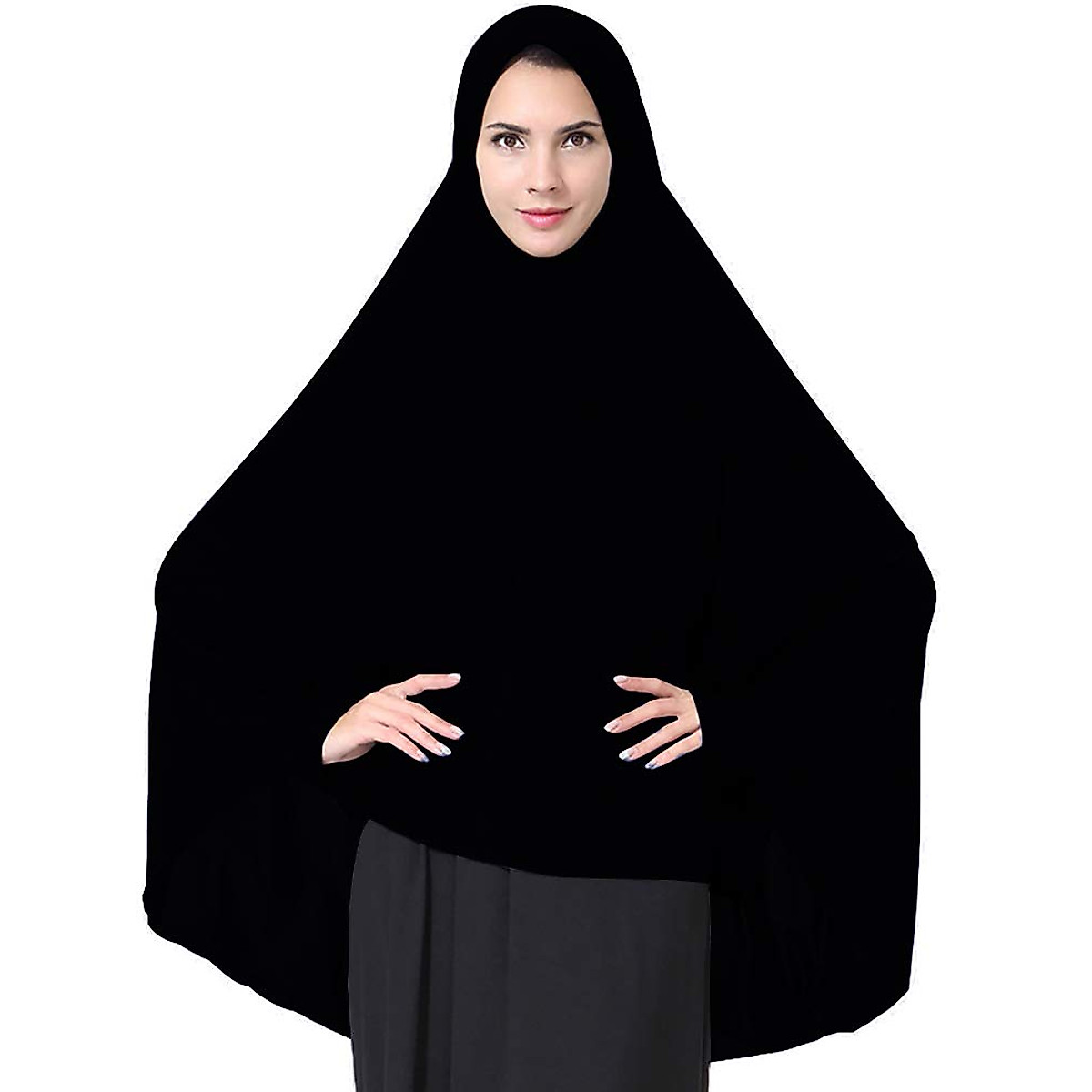 Women's Elegant Modest Muslim Islamic Ramadan Soft Lightweight Jersey Hijab Long Scarf, Black, M