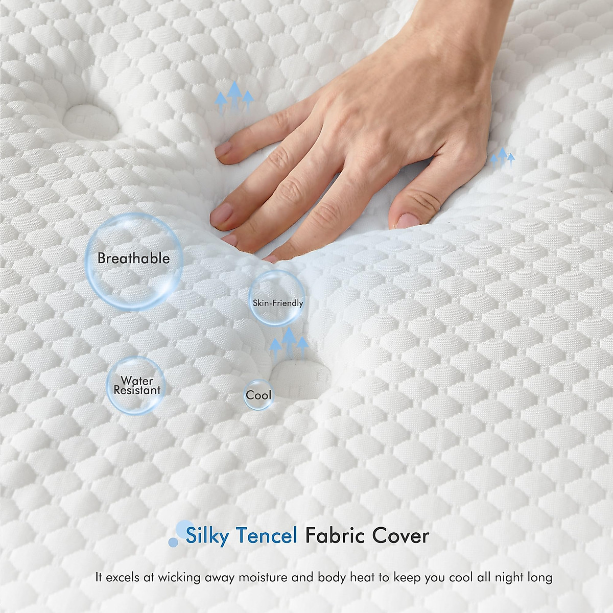 CHRIXANEIR 12 Inch Hybrid Mattress, Medium Firm Gel Memory Foam Mattress in a Box and Pocket Springs with Tencel Cover, CertiPUR-US Certified, Balance Support & Pain-Relief King Size Mattress.