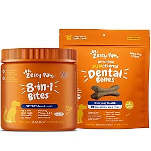 Multifunctional Supplements for Dogs - Glucosamine Chondroitin for Joint Support + Dental Bones for Small Dogs - Fights Tartar & Plaque