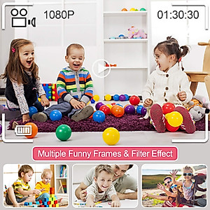 1080P Kids Camera for Girls, Toddler Camera for Christmas Birthday Festival Gift, Children Rechargable Selfie Camera Toy for 3-9 Year Old Girls, Multi-Functional Kids Digital Camera with 32GB SD Card