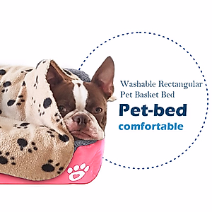 Rectangular Dog Cat Beds Mattress Washable Pads Room, Soft Winter WarmPlush Faux Fur Sleeping Pet Fleece Bed Mat for Small Doggy Kitten Puppy, with Anti-Slip Waterproof Bottom, (Pink)