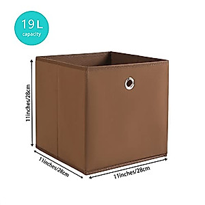 Rabtero Foldable Storage Cubes, Collapsible Cloth Baskets Open Storage Bins for Home Tidy and Storage-Brown, 6 Packs, 11 inches