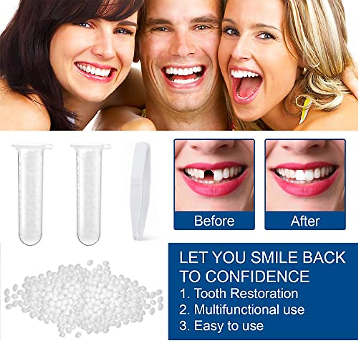 56 Pieces False Teeth, 2 Sets Whole Teeth Synthetic Polymer Denture Teeth, 22 Shade A3 Upper + Lower Dental Materials for Replacement, DIY, or Halloween