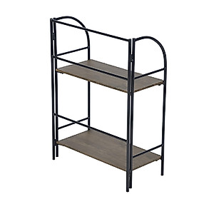 Folding Home Office Desk & Chair & Storage Shelf Sets, No Assembly Required - 29.5-Inch Study Workstation Writing Desk, 2-Tier Storage Rack Organizer Corner Shelf Bookcase, Small Stool Chair, Brown