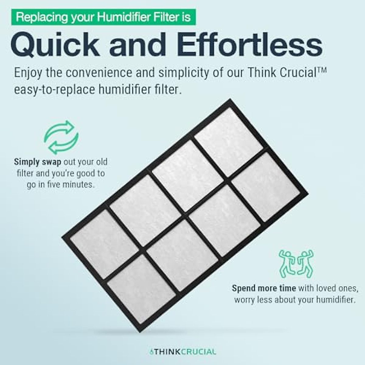 Think Crucial Replacement Air Purifier Filter – Compatible with Essick Air Part # 1051-Models 4DTS 300, 4DTS 900, H12 300HB, H12 400HB, H12 600, 696400HB, 696800, 447400HB - Bulk 1 Pack