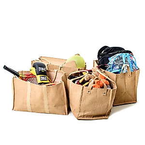 Utility Storage Tote Bag With Four Handles | Heavy Duty | Extra Large | 23’’L, 11’W, 13,5’’H’ Style-3 Natural Jute