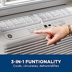 GE Window Air Conditioner 8000 BTU, Wi-Fi Enabled, Black, Energy-Efficient Cooling for Medium Rooms, 8K BTU Window AC Unit with Easy Install Kit, Control Using Remote or Smartphone App,White