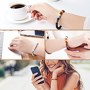 AMind4U 6PCS Chakra Bracelet for Women Men 8mm Lava Rock Healing Stones Bracelets Crystal Bracelets Beaded Bracelets for Women Men