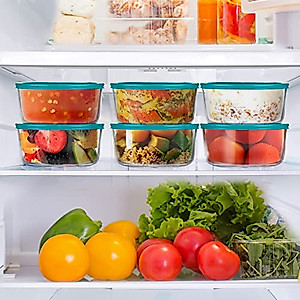 Klareware 4 Cup Glass Food Storage Containers Stackable Meal Prep Lunch Bento or leftover salad bowls Dish w BPA Free Lids (Turquoise)