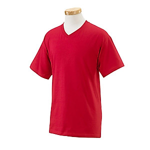 Fruit of the Loom Mens Heavy Cotton HD V-Neck T-Shirt (39VR) -True RED -3XL
