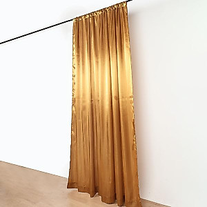 Efavormart 8ftx10ft Gold Satin Curtain Panel Backdrop Drapes, Photo Booth Backdrop with Rod Pocket