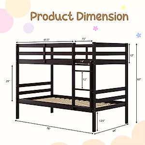 GORELAX Twin Over Twin Bunk Bed, Space Saving Wood Bed Frame w/Under Bed Storage, Ladder & Guardrail, Dorm & Multichild Family, Modern Bunk Bed for Kids, Teens, Sleepovers, Adults (Espresso)