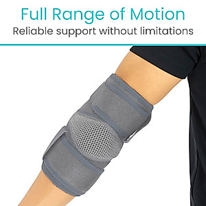 Vive Elbow Brace - Tennis Compression Sleeve - Wrap for Golfers, Bursitis, Left or Right Arm - Tendonitis Support Strap for Golf, Men and Women - Epicondylitis and Sports Recovery (Gray, Standard)