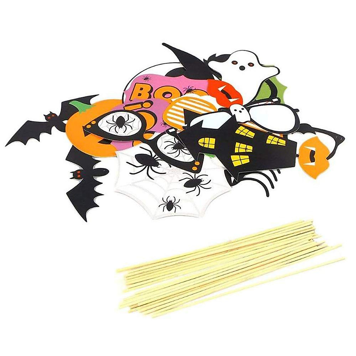 Soochat Halloween Photo Booth Props DIY Kit Halloween Photo Props for Photoshoot Halloween Selfie Props for Dress Up Halloween Party Costumes Accessories 22 Pcs