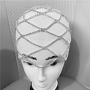 Rhinestone Cap Headpiece For Women Crystal 1920s Tassel Hair Accessories Belly Cap Headpieces Wedding Bridal Head