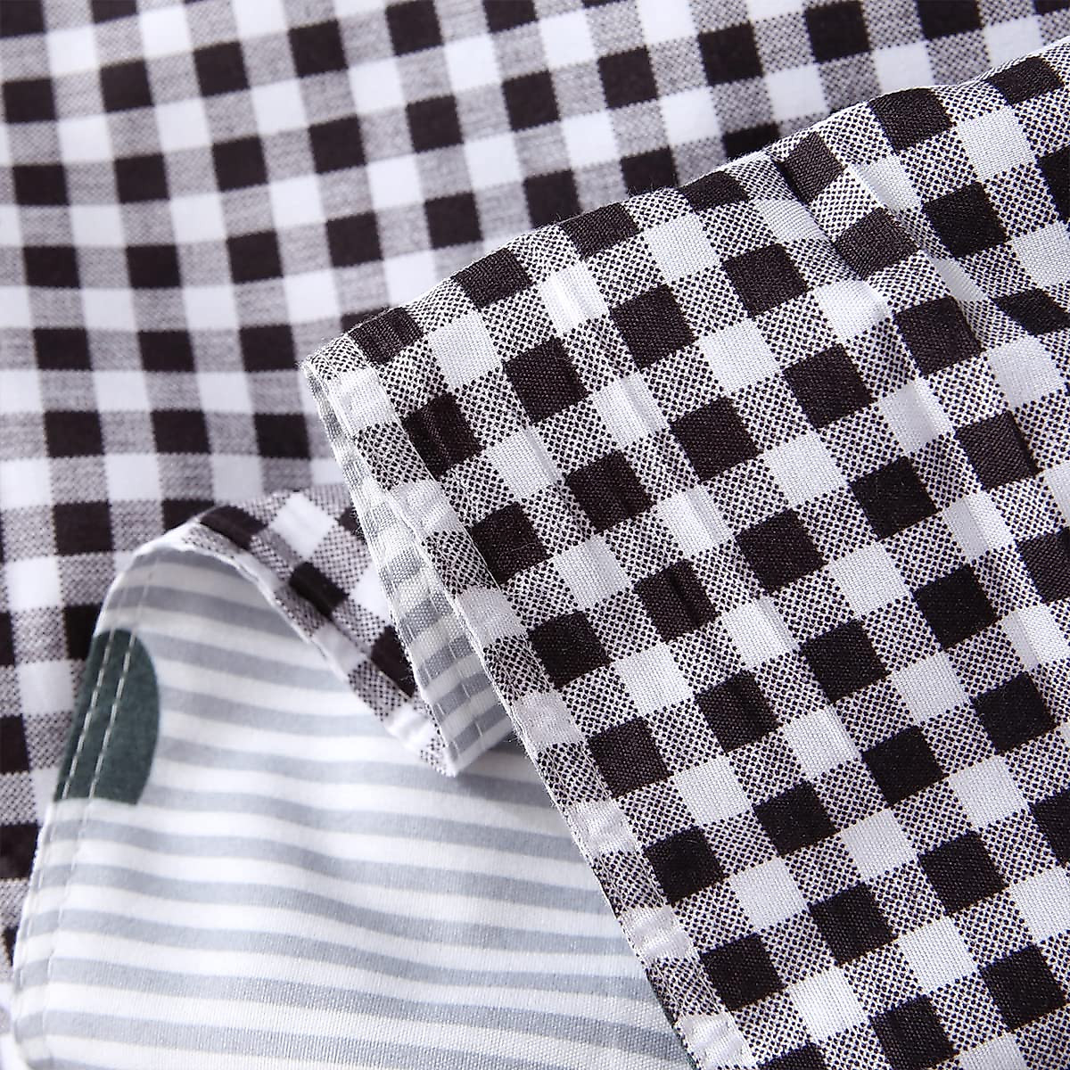 Akiky Plaid Duvet Cover Set Full Comforter Cover Set Cartoon and Buffalo Check Gingham Geometric Checker Pattern Printed in White and Black Reversible Bedding Set with Zipper Closure