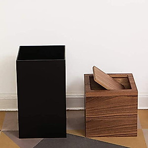 PIPONS Garbage Bin for Bathroom Rubbish Recycle Bins 12Liter/3.17 Gallon Solid Wooden Trash Can Retro Semi Open for Kitchens,Home Bedroom Living Room Trash Can Wastebasket