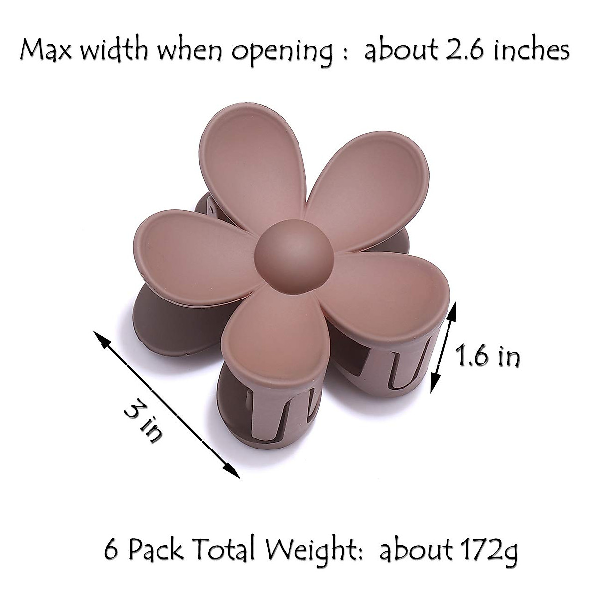 Big Hair Claw Clips Matte Flower Hair Clips Non Slip Cute Hair Catch Barrettes Jaw Clamps 6 Colors for Medium Thick Hair Women Girls 6PCS Holiday Gifts